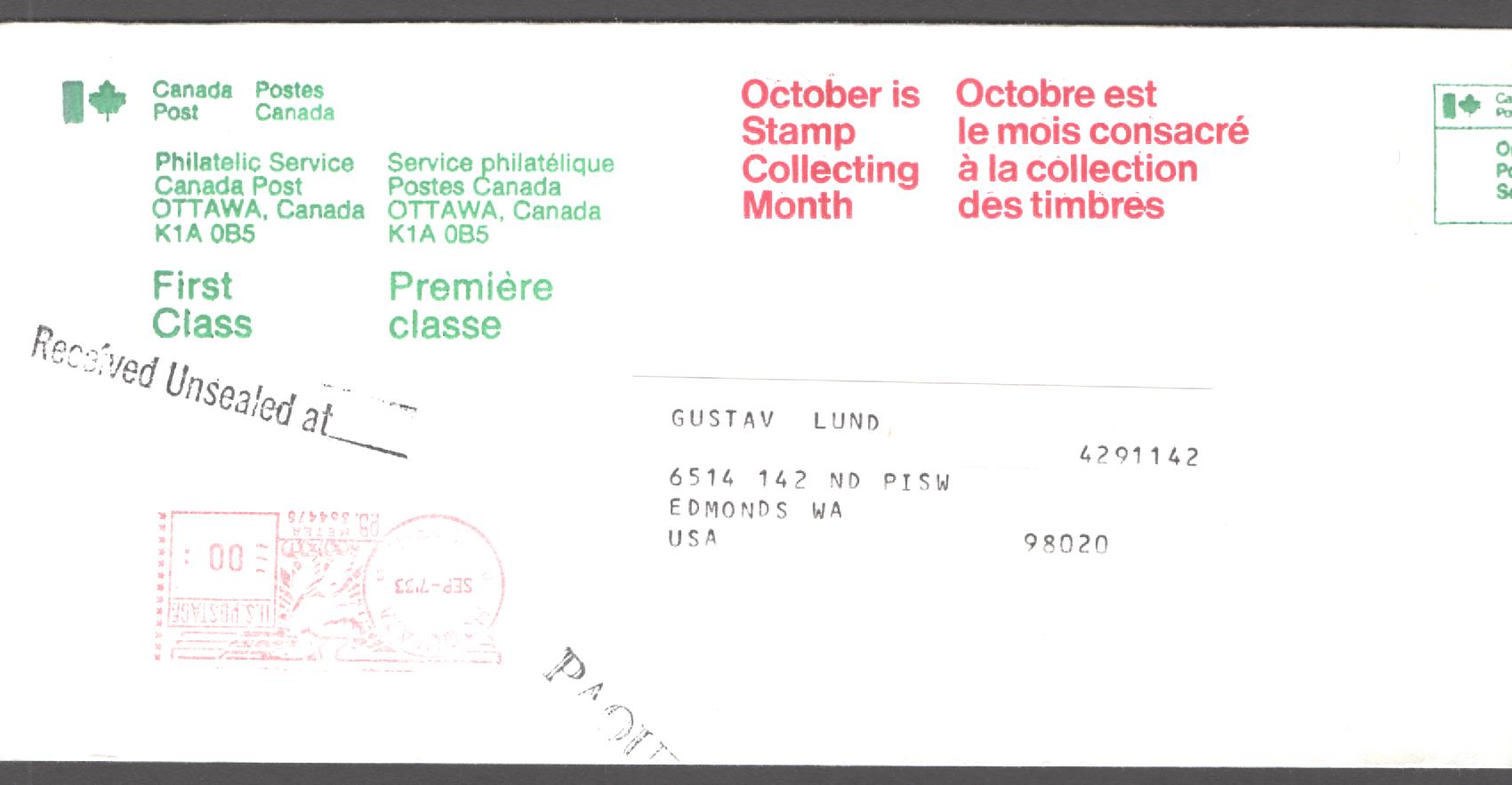 An Unsealed Canada Post Envelope Stamp Community Forum